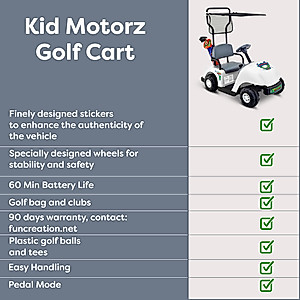 Kid Motorz Junior 6V Pro Golf Cart Ride-On, White