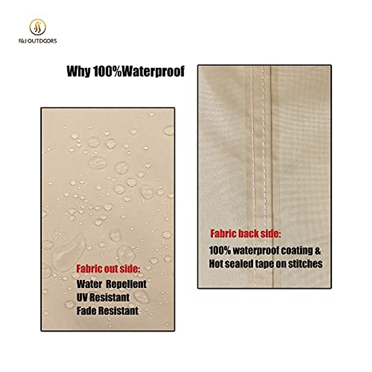 F&J Outdoors Patio Chaise Lounge Cover Waterproof Heavy Duty UV Resistant Eco-Friendly Fabric Outdoor Lounge Chair Cover 79Lx30Wx30H inches, 2 Pack,Beige&Brown