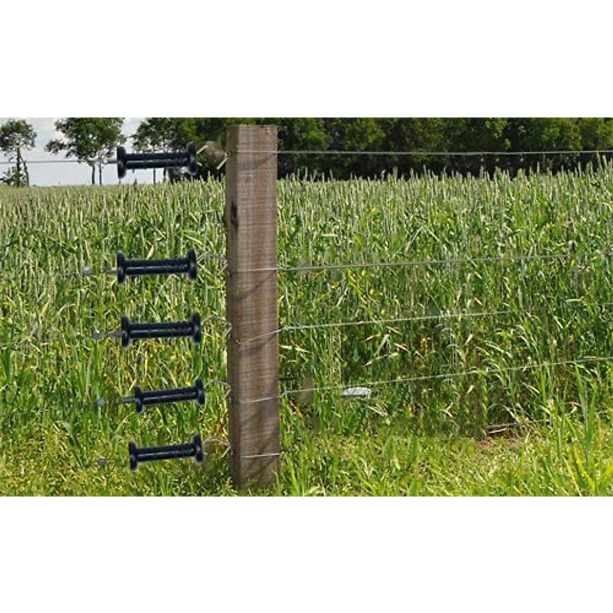 QMARK Electric Fence Gate Kit, Electric Fence Handle Set, Spring Gate Handle Set with 16 feet Tension Spring 2 Corner Ends 1 Black Handle(2 Pack)