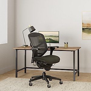 Workpro™ - Chair - Quantum 9000 Series Mid-Back Mesh/fabric Chair Black/olive - 43-3/4" H x 29-1/2" W x 28" D - 28" x 29