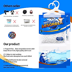 ZSZMFH 15 Pack Moisture Absorber Hanging Bags, Fragrance Free Humidity Packs, Hanging Closet Dehumidifier Bags, Moisture Absorber Packets-220g/pack.