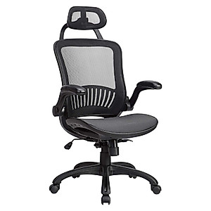 HCB Office Chair Desk Chair High Back Mesh Chair Ergonomic Computer Chairs with Adjustable Headrest Flip Up Arms Backrest Lumbar Support 360 Degree Rolling Swivel for Adults Men and Women (Black)