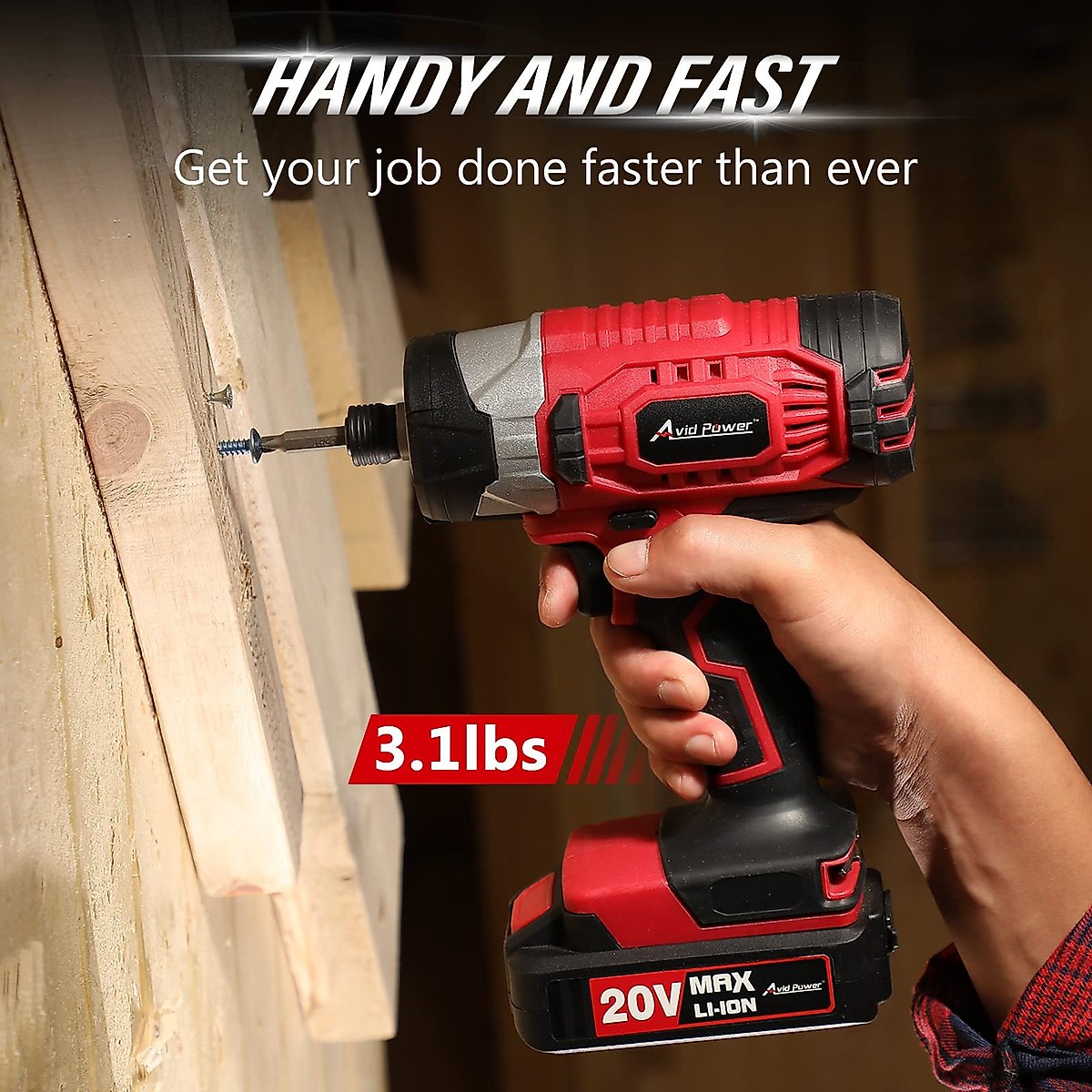 AVID POWER Impact Driver Kit, 180N.m. 20V Cordless 1/4-Inch Hex Impact Drill/Driver Set, Variable Speed, with 14Pcs Sockets, 10Pcs Driver Bits and Tool Bag
