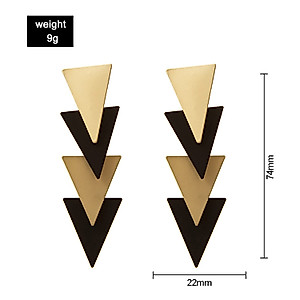 T-ztoss Fashion Lightweight Geometric Triangle Earring Simple Elegant Metal Drop Dangle Earring Plating Gold Black Bohemian Statement Dangling Studs Earring For Women Girl Bar Party Fashion Jewelry