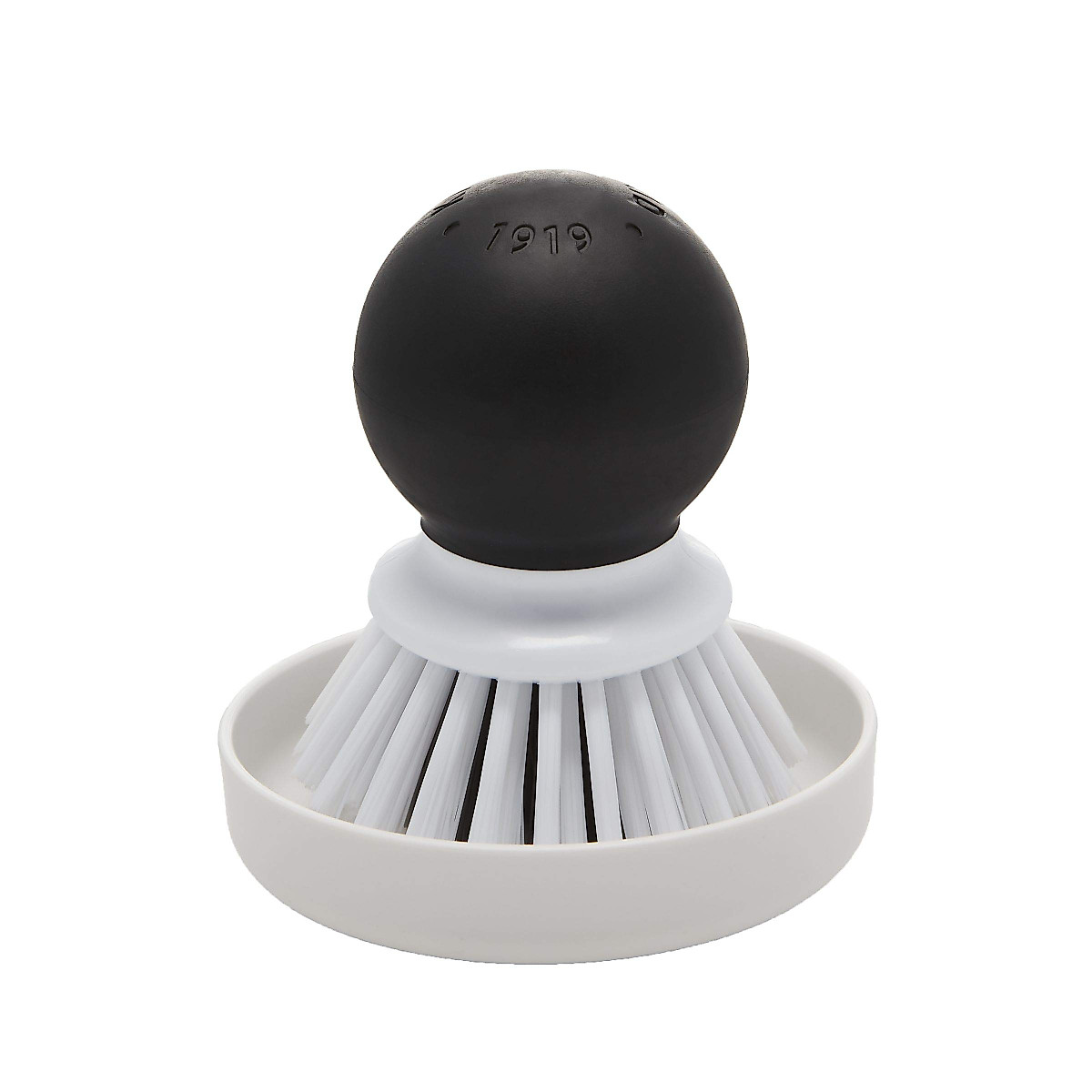 KitchenAid Palm Brush With Dish Tray to Keep Countertops Dry and Clean, Durable Nylon Bristles for Tough Cleaning, Dishwasher Safe, 2-Piece, Black