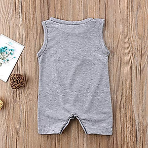 Aalizzwell 6-12 9 Months Baby Boy Romper Infant Sleeveless Short Romper One Piece Active Summer Clothes Gray