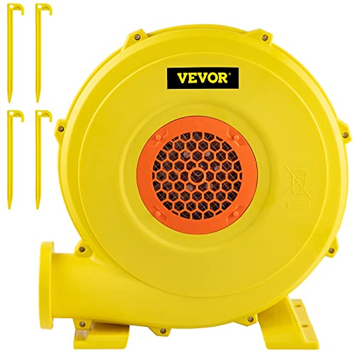 VEVOR Air Blower, 750W 1HP Inflatable Blower, Portable and Powerful Bounce House Blower, 2000Pa Commercial Air Blower Pump Fan, Used for Inflatable Bouncy Castle and Jump Slides, Yellow