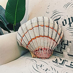 Flooreal Seashell Shape Decorative Cushion Throw Pillow 17.7" 3D Plush for Home Sofa Couch Bed Office Car Sea Ocean Conch 100% Polyester