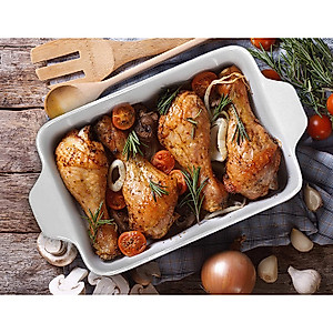 NutriChef Rectangular Ceramic 3 Piece Nonstick Stain Resistant Kitchen Bakeware Pan Set with 6 Piece Stackable Ceramic Baking Pan Sheet Set