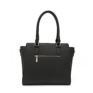 Nicole Lee Diana 3-in-1 Handbag Set for Travel/Work/School (Large Satchel, Mini Satchel Crossbody, Zip Pouch Wristlet) (Black)