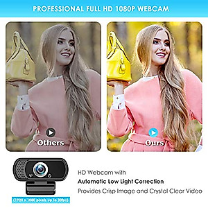 Webcam, HD Webcam 1080P with Privacy Shutter and Tripod Stand, Pro Streaming Web Camera with Microphone, Widescreen USB Computer Camera for PC Mac Laptop Desktop Video Calling Conferencing Recording