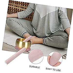 MILISTEN Bundle Tibetan Suede Healing Temple with Bowl Beech Stick Block Religious Hammer - Mallet Wood for Meditation Covered Prayer Crystal Buddha Chanting Pocket Music Monk