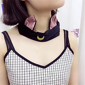 Ziper Cute Cat Usagi Moon Cosmetic Hairband shower headband (Black)