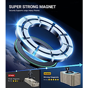 VICSEED for Magsafe Car Mount, [All-Metal] Ultra-Simple Strong Magnetic Phone Holder for Car Vent, 360° Rotation Hands Free Magnet Cellphone Cradle for iPhone 15 14 13 12 Pro Max Mini Plus