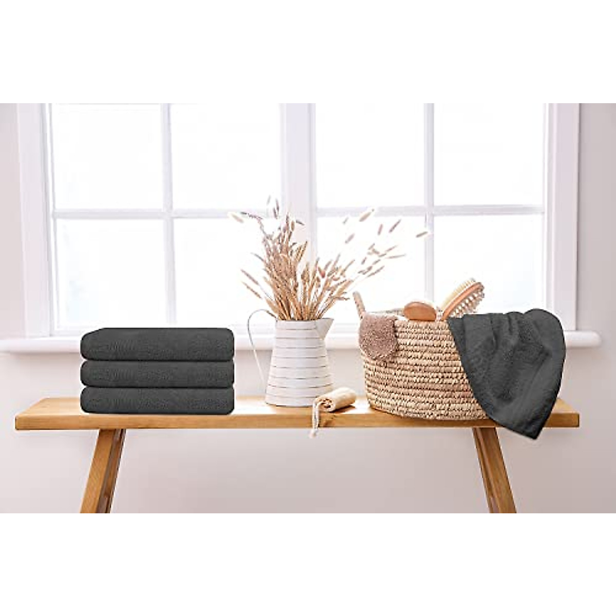 Softolle Premium 600 GSM Hand Towels –100% Combed Ring Spun Cotton Hand Towel - Pack of 6 Luxury Hand Towels - Highly Absorbent and Ultra Soft 16" x 30" inches (Grey)