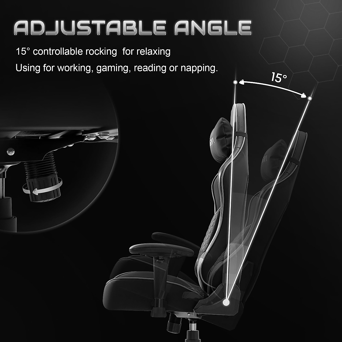 IWMH Gaming Chair Office Chair with Ergonomic Lumbar Support, High Back Executive Computer Chair, Swivel Rolling Desk Chair for Adults Teens with Headrest, 450LBS, Black