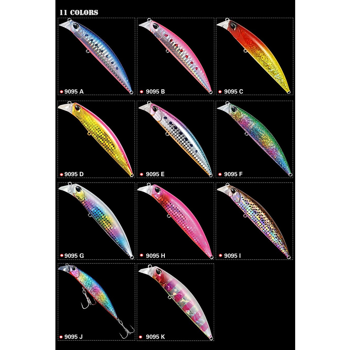 8pc Sinking Lure 9.5cm 30g Fishing Lure Kits Sinking Minnow Fishing Lures Fishing Tackle Long Casting Hard Bait with Hooks