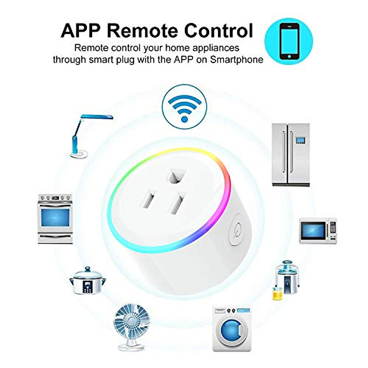 WiFi Smart Plug Mini Smart Outlet Work with Alexa& Google Home, Wireless Smart Socket with Night Light, Timer Function Device Sharing, Wall Plug No Hub Required APP Remote Control from Anywhere