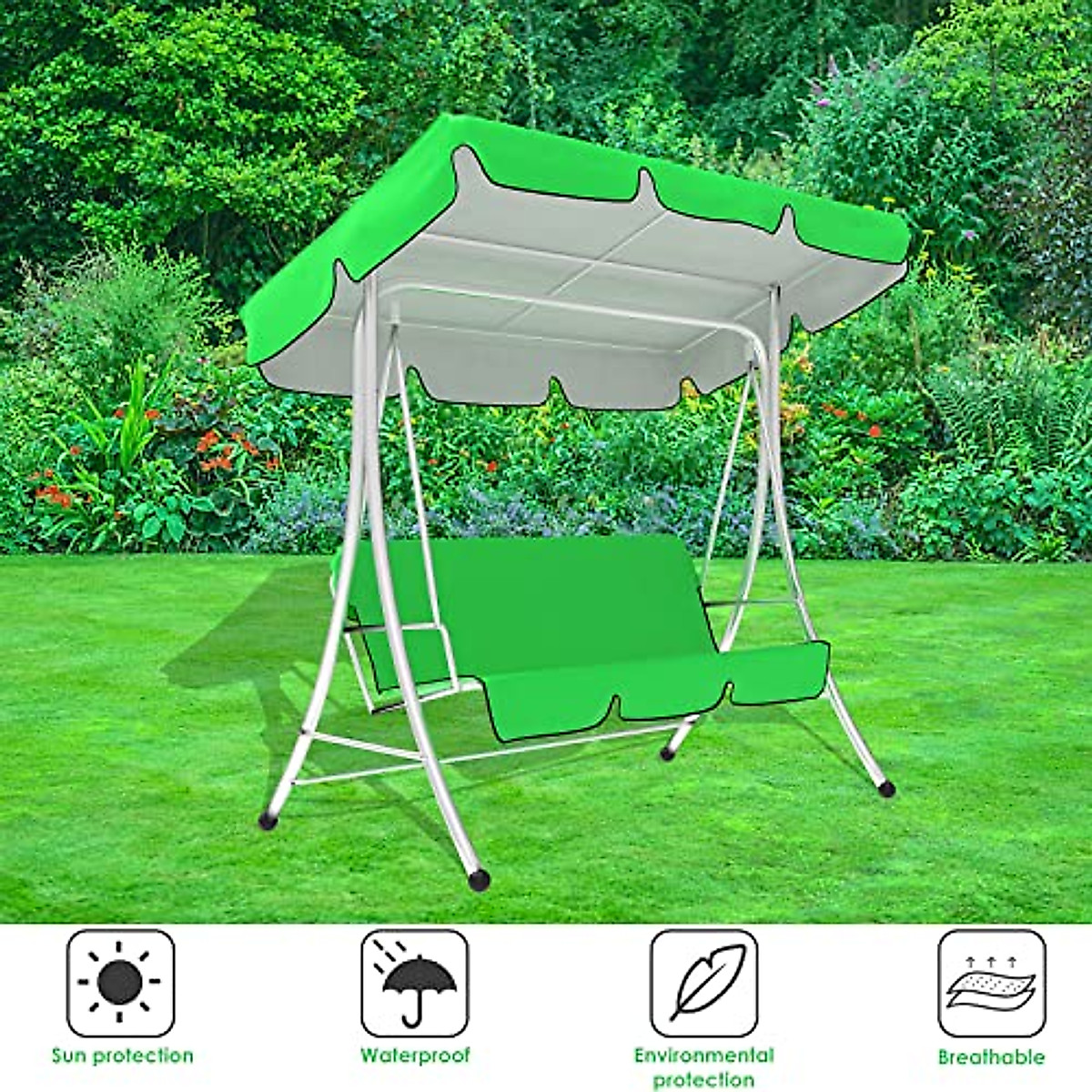 Outdoor Patio Swing Chair Cover, 210D Oxford Hammock Swing Canopy Cushion Covers for 3 Seater, Waterproof Garden Furniture Protector for Backyard, Lawn, Poolside, Balcony