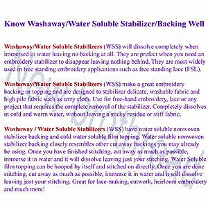 New brothread Wash Away - Water Soluble Machine Embroidery Stabilizer Backing & Topping 10" x 3 Yd roll - Light Weight - Cut into Variable Sizes for Machine Embroidery and Hand Sewing