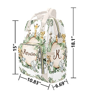Liveweike Animals Elephant Safari Giraffe Personalized Diaper Bag Backpack Custom Name Daypack Large Mommy Bag for Teen Girl Boy Student Option 5