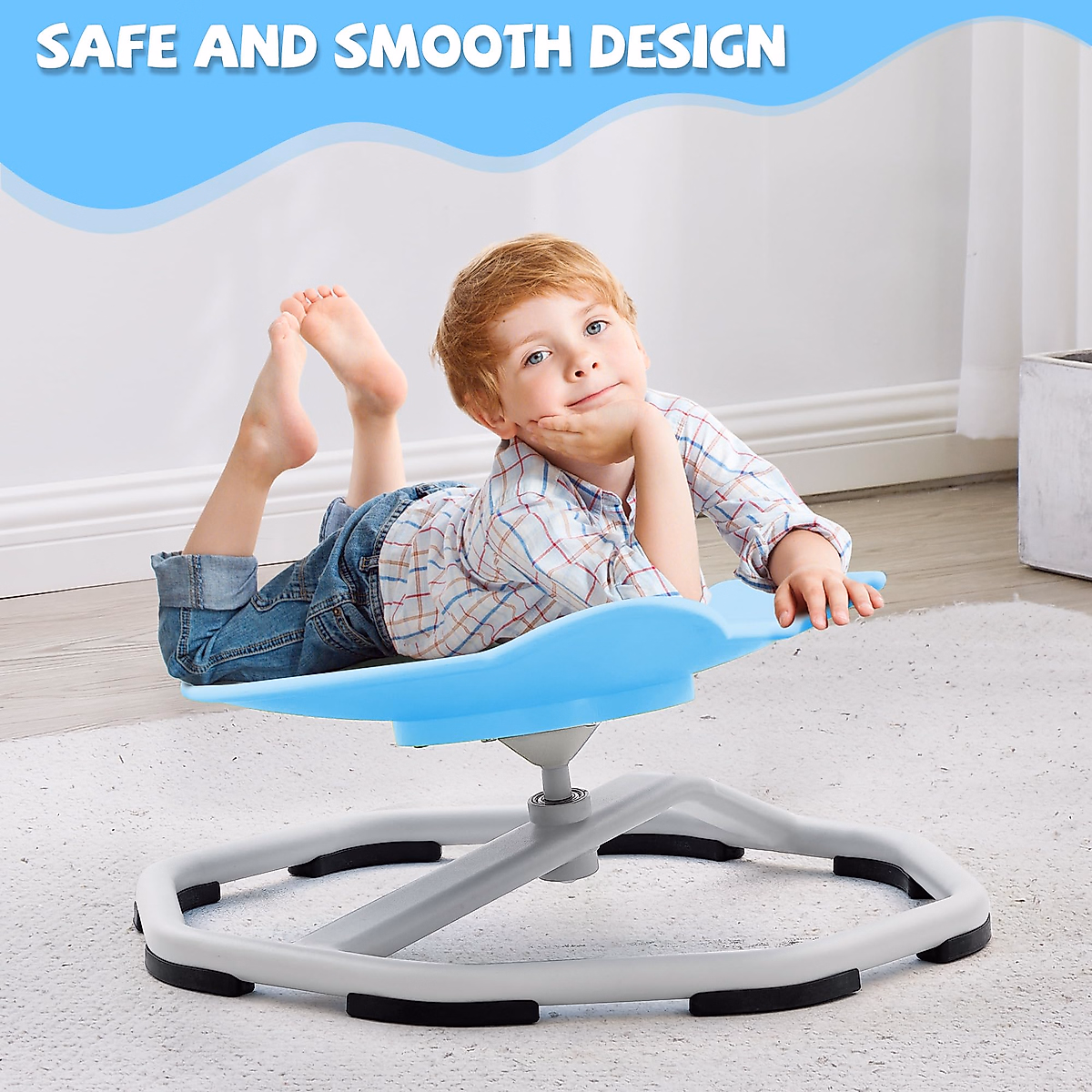 Jootan Sensory Spinning Chair, Spin Chair for Kids Autism, Non-Slip Kids Swivel Chair, Kids Sensory Chair, Sit and Spin Toy Training Body Coordination (Blue)