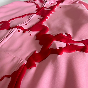 PLAYPUNK Full Zip Hoodie Y2k Pink Spider Pullover Vintage Graphic Hoodies Oversized Sweatshirt Goth Grunge Punk Jacket