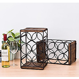 Soduku Rustic Wood Countertop Wine Rack 6 Bottles No Need Assembly