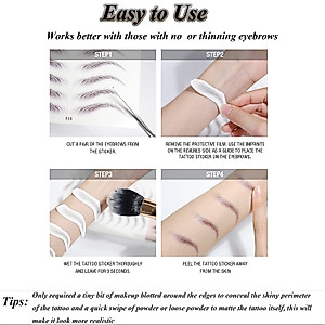 77Pairs 4D Hair-Like Eyebrow Tattoo Stickers Waterproof Natural Fake Eyebrow Stickers,Long Lasting Eyebrow Grooming Shaping Perfect for Women and Girls (Brown)