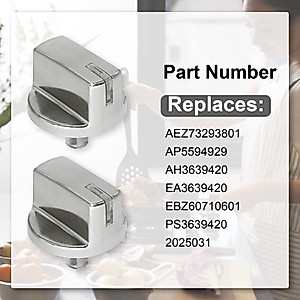 AEZ73293801 Burner Control Dial Stove Knobs Replacement for LG Range Stove Gas Cooktop LCG3011ST, LCG3691ST, LCG3011ST/00 LCG3611ST/00, LCG3611ST/01 Range Replacement Knobs/Oven Gas Stove Knob (5pcs)