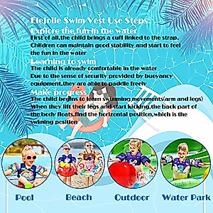 Elejolie Toddler Swim Vest for Child Learn Swiming Training,Infant Safety Swimmies Aid Jacket for Kids 2 3 4 5 6 Years Old,Arm Water Wings for Baby 22-66lbs