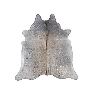 Genuine Grey Beige Cowhide Rug Large 6 x 6-7 ft. 180 x 220 cm