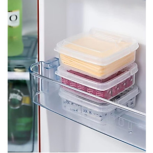 MASINIES Slice Cheese Container for Fridge Ham Sausage Slice Storage Box, Vegetable and Fruit Fresh-Keeping Box, Portable Leakproof Clear Cheese Organiser with Flip Lid