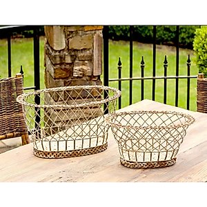 Park Hill Collection ECM00887 Braided Wire European Baskets, Set of 2
