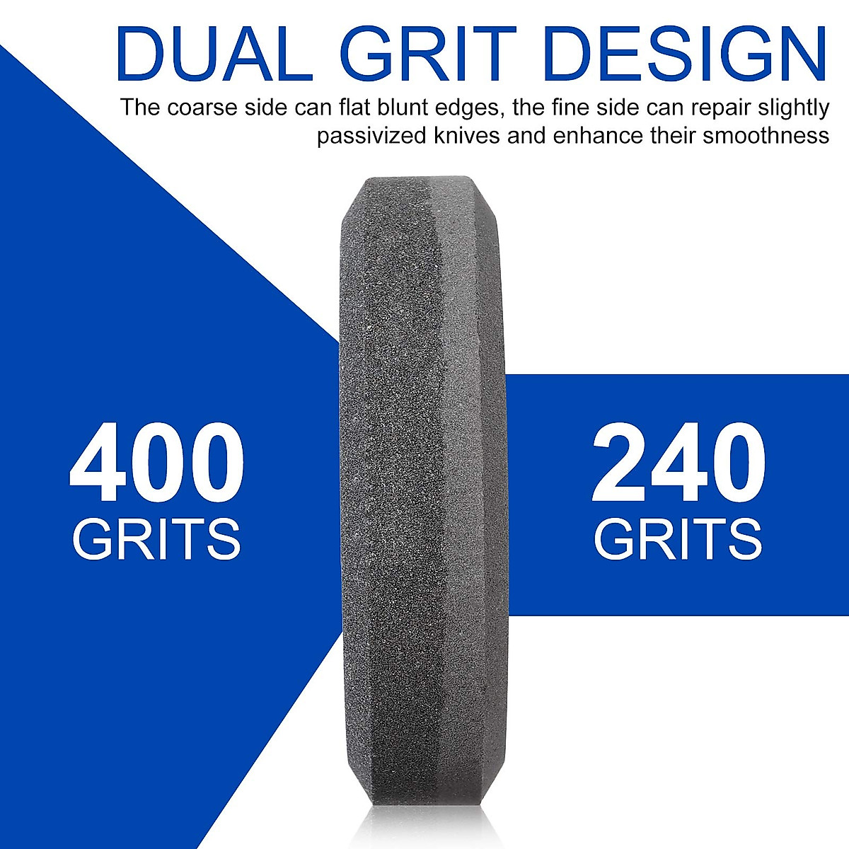 Axe Sharpener Sharpening Dual Grit Multipurpose Sharpener Puck Tool Sharpener Stone Whetstone with Flannel Bag for Hatchet Garden Tools, 240 Grits and 400 Grits(3 Pieces)