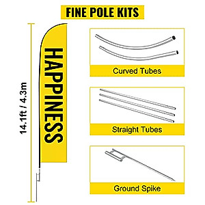 VEVOR Advertising Flag Pole, 2 x Feather Flag Bundles with Ground Spike, 16 ft Windless Flag Pole Sets with Ground Mounting Stake, 6pcs Swooper Flag Pole Kit, Sign Flag for Businesses Storefronts