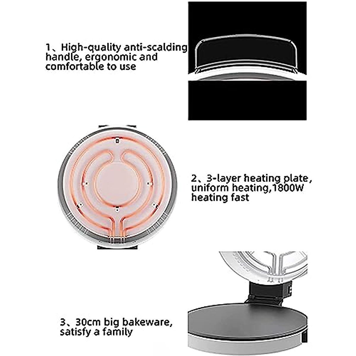 Boiler Pizza Maker,Electric Double-Sided Nonstick Oven With Power Ready Indicator Lights,Perfect for Pizzas,Pancake,Nachos,Fajitas,Omelettes,Best Kitchen Appliance