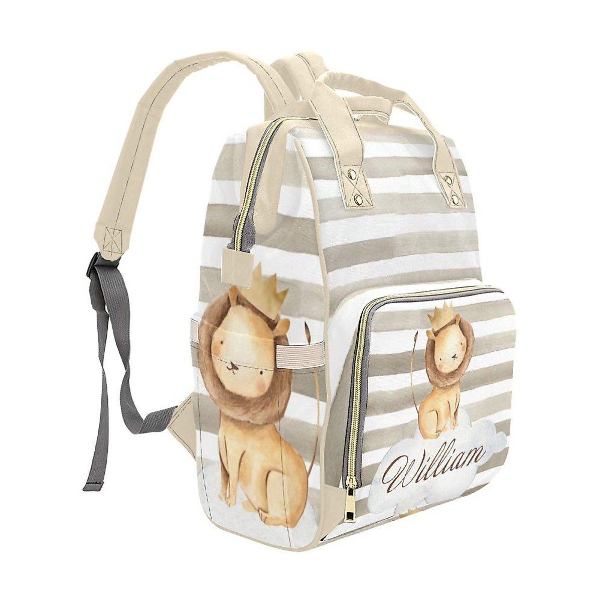 Personalized Lion Diaper Bag Backpack with Name Custom Mommy Nursing Baby Bags Nappy Bag Travel Daypack for Mom Gifts