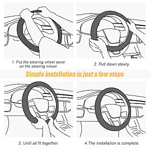 Carbon Fiber Car Steering Wheel Cover, Universal 15 inch Breathable Anti Slip Steering Wheel Covers, Car Interior Accessories for Men and Women, Fit for Most Car, Trucks, SVU (Black)