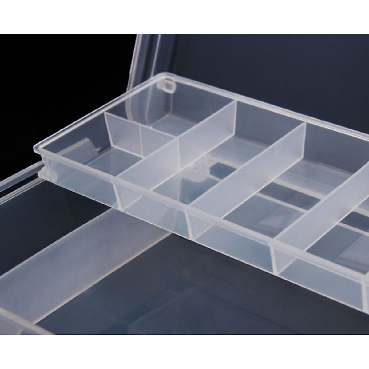 Toasis Fishing Lure Storage Container Organizer Double Layer Tackle Plastic Box (Olive & Clear-2pack)