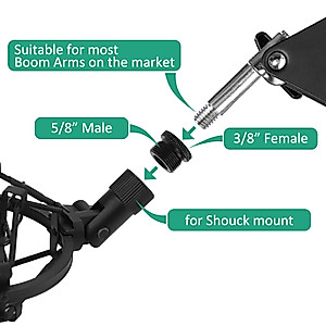 Rigych 5/8 to 3/8 Adapter Metal Slotted Blue Yeti Microphone Adapter 2 Pcs for Mic Stand such as Blue Yeti, Yeti Pro, Blue Yeti X, Blue Snowball
