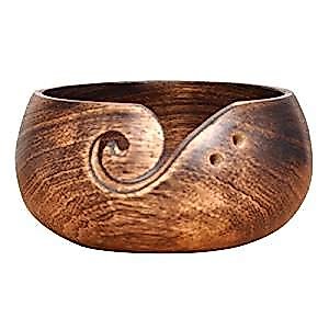 MALLA INC. Wooden Yarn Bowl Made with Mango Wood | Hand-Made Yarn Bowl by Indian Artizans | Yarn Bowl for Knitting & Crochet Accessories