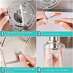 ShineTech 2-Light Bathroom Vanity Light Fixtures, Modern Vanity Lights with Clear Glass Shade, Brushed Nickel Bathroom Wall Light, Wall Sconce Wall Lamp for Mirror Kitchen Living Room Bedroom Hallway