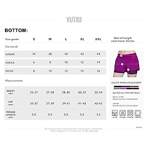VUTRU Women's 2 in 1 Running Shorts Quick Dry Workout Athletic Shorts with Liner Back Pockets (Purple,L)