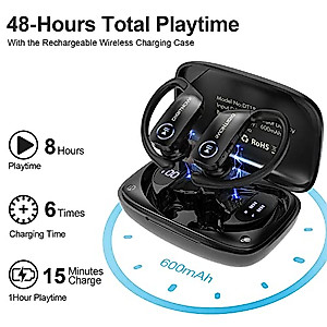 Wireless Earbuds, DIGITNOW Bluetooth 5.0 Headphones 48Hrs Play Back Touch Control with LED Display Charging Case Waterproof Stereo Earphones in-Ear Built-in Mic Headset Deep Bass for Sport Workout