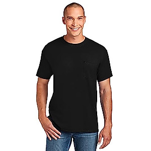 Fruit of the Loom Men's Pocket Crew Neck T-Shirt (Pack of 4), Black, X-Large