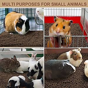 Chumia 3 Packs Guinea Pig Cage Liners Bedding Winter Warm Critter Nation Cage Liner for Rabbit Small Animals Cage Absorbent Pee Pad Supplies Bed Mat (Brown,16 x 24 Inch)