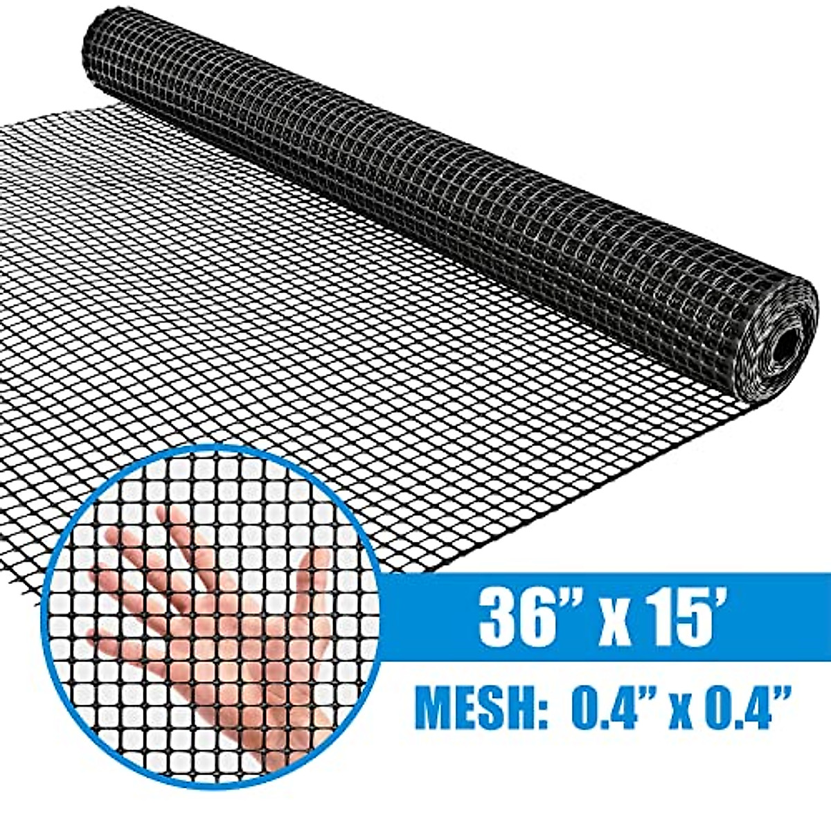 Fencer Wire Black Plastic Poultry Netting Animal & Garden Fence Recyclable Plastic Barrier Environmental Protection Mesh 0.5" x 0.5" (3 ft. x 15 ft.)