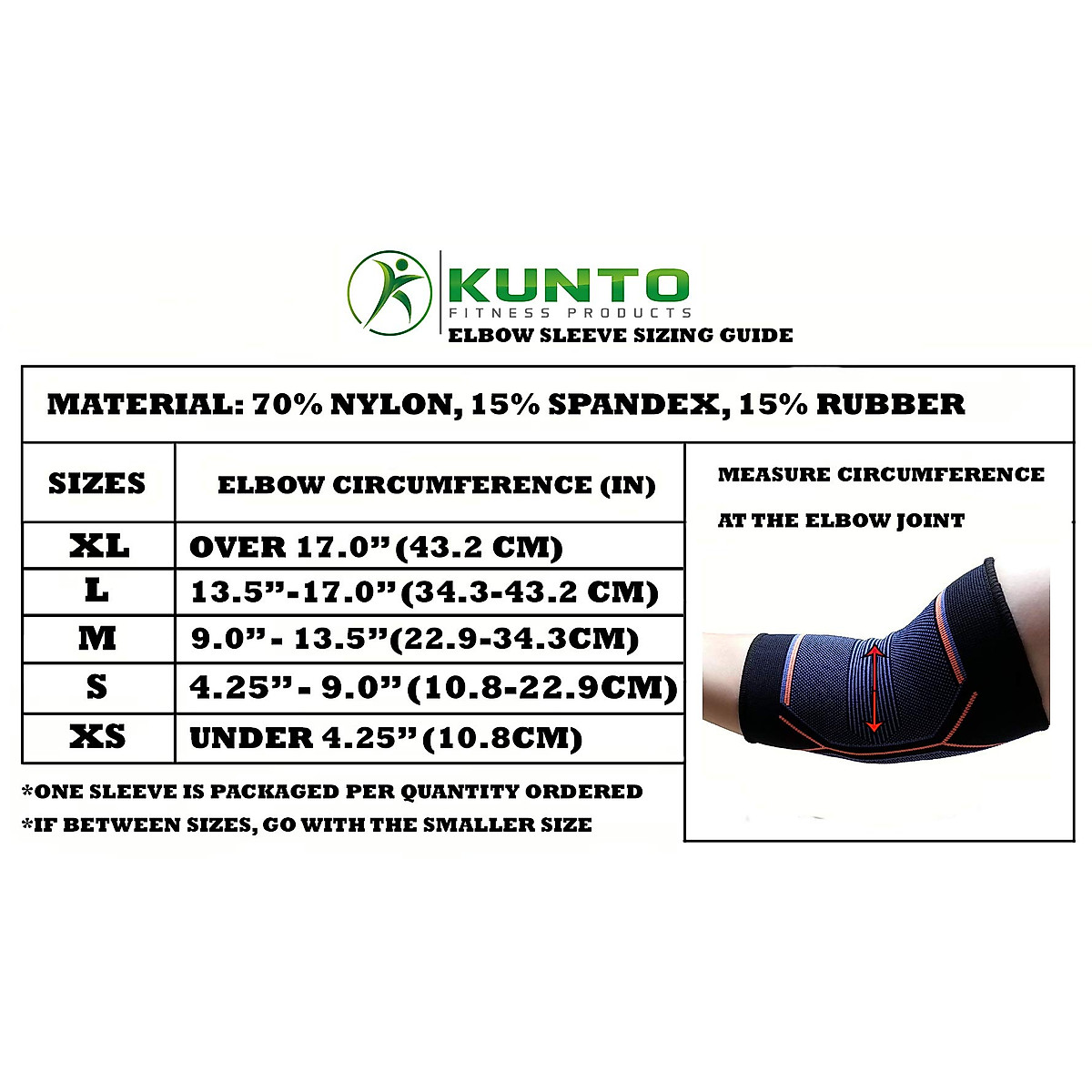Kunto Fitness Elbow Brace Compression Support Sleeve for Tendonitis, Tennis Elbow, Golf Elbow Treatment - Reduce Joint Pain During Any Activity!