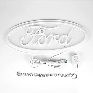 SLARDAR Car Emblem Neon Sign, Light Up Oval Junior Car OLP Sign, Automotive Dealer, Business, Banner Neon Light Sign, Car Logo Unframed LED Sign, Bar Beer Pub Cafe Home Decoration. Blue White(16.5 x 6.5inches )